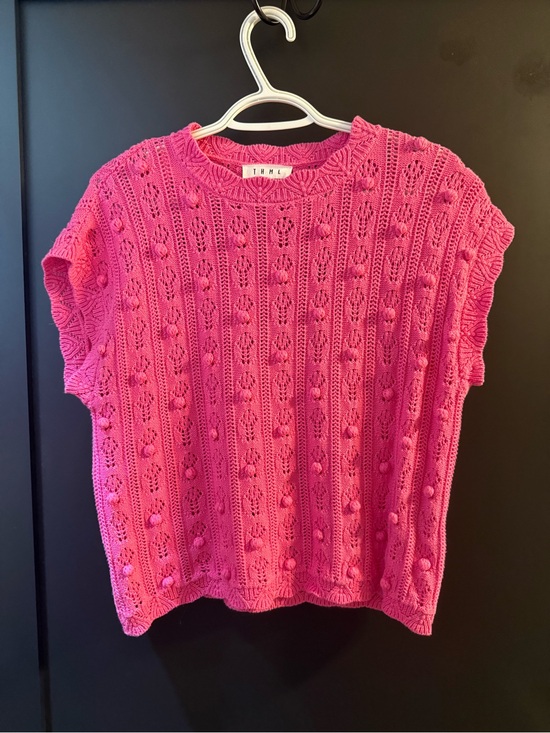 THML | Tops | Thml Hot Pink Openwork Knit Top | Poshmark